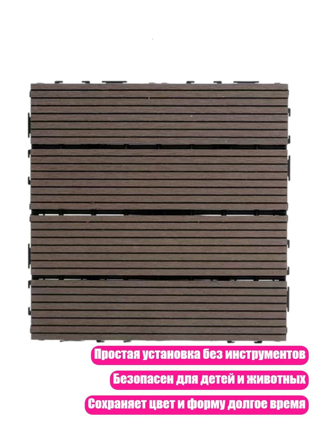 Быстромонтируемая WPC плитка для сада, Прямой узор d