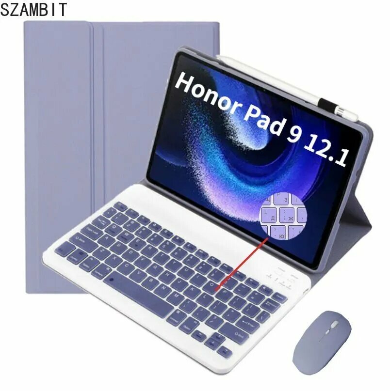 Чехол с клавиатурой для Honor Pad 9 12.1 2023 Pad(HEY2-W09/W19/N09) с английским и русским языками