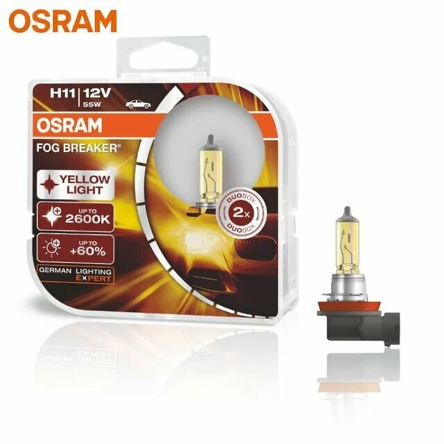 OSRAM Лампа автомобильная H11, арт. Fog Breaker H1 H3 H4 H7 H8 H11 H16 HB3 HB4 12V 2600K 55W 35W Оригинальная фара галогника желтого света