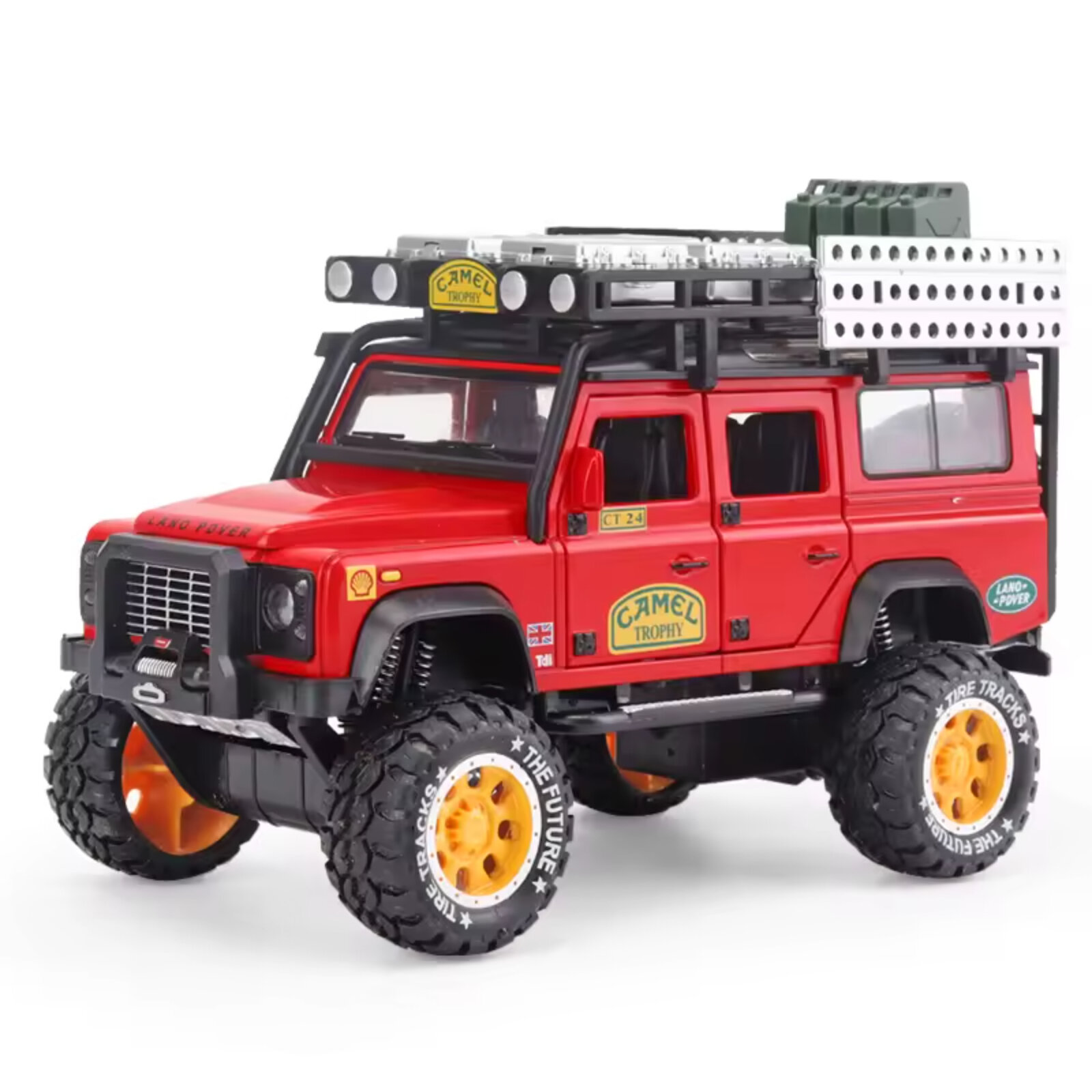 Fms 1:24 Fcx24m Land Rover Camel Trophy Edition Rtr Discovery, зеленый/желтый/красный, 18.6*8.6*11.2cm, цинк-сплав + ABS пластик + электроника, звуковые эффекты, огни, откат, для коллекции, украшения, развлечений, подарков, от 3 лет, Xinao model