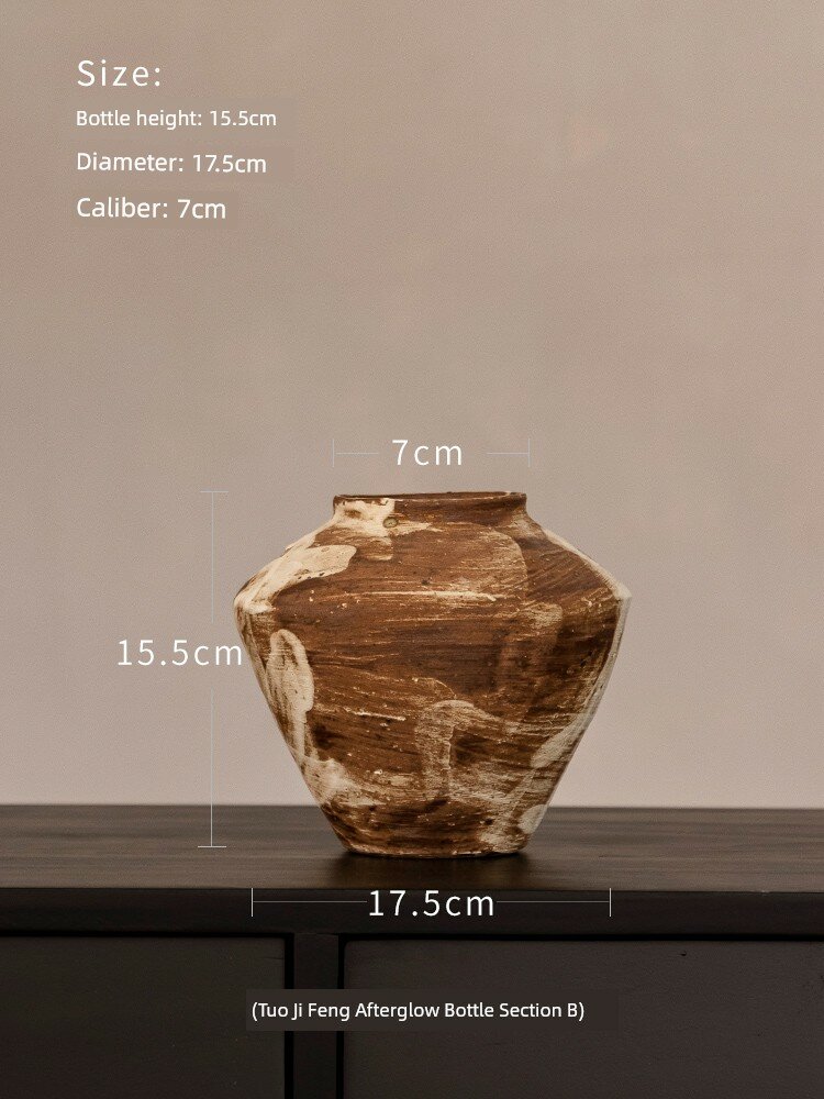 Винтажная керамическая ваза из Цзиндэчжэня в стиле Дзен и Ваби-саби для чайной комнаты, деревенская керамика, для