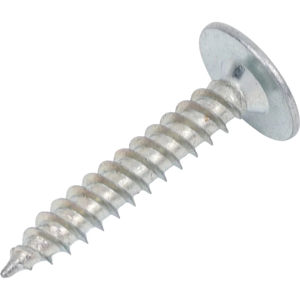 Саморез с пресс‑шайбой Русский, оцинкованный стальной, полусферная головка, Phillips шлиц, острый наконечник