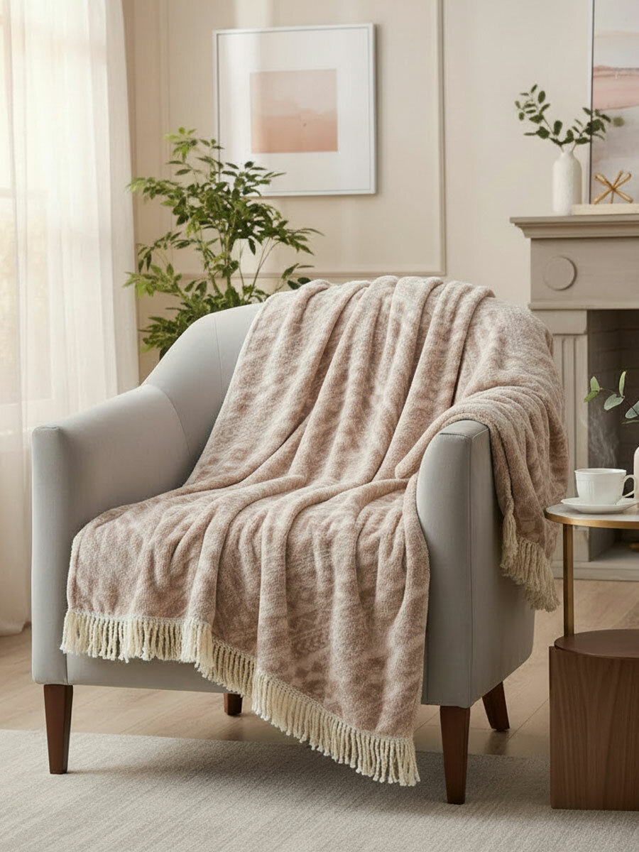 Плед 150x200см Pappel Cotton, бежевый