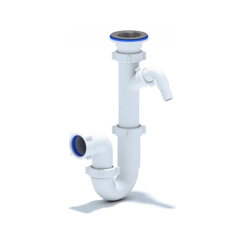 Сифон АНИ Пласт Ани 1 1/2*40 прямоточная с гибкой трубой 40x40/50 D1000, трубчатый бытовой для мойки и раковины