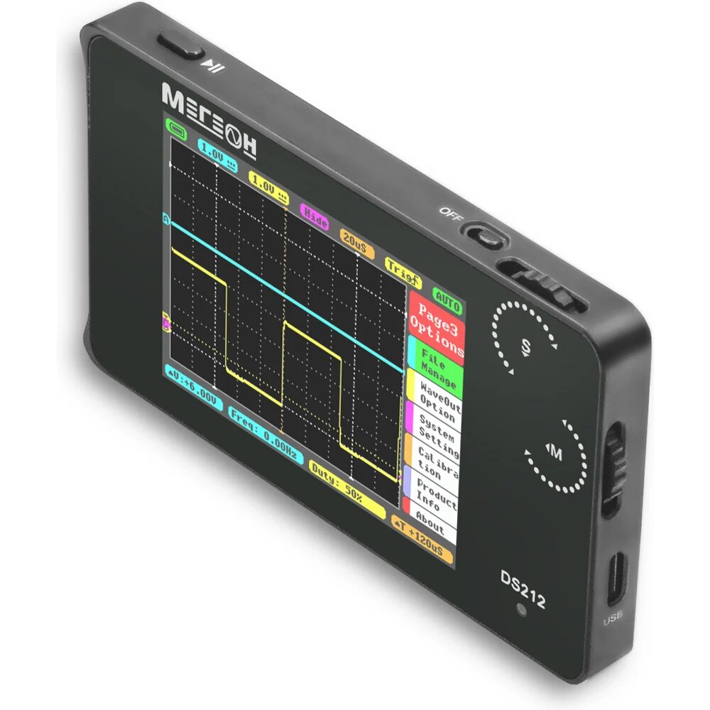 Осциллограф мегеон DS212, компактный, с подсветкой, 2.8" дисплей, 10МВыб/с, 1-10МГц