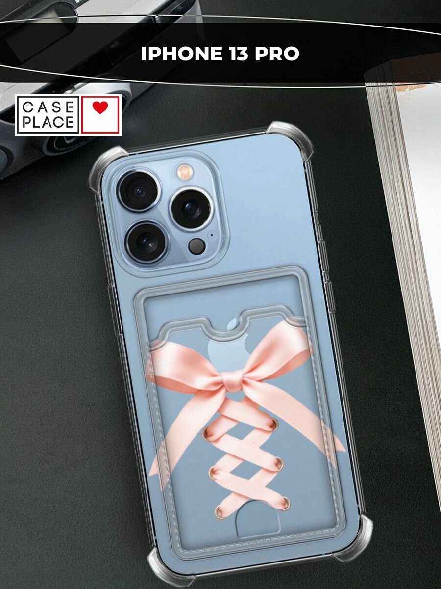 Чехол на Apple iPhone 13 Pro (Айфон 13 Про) с картой и принтом Бант из ленты