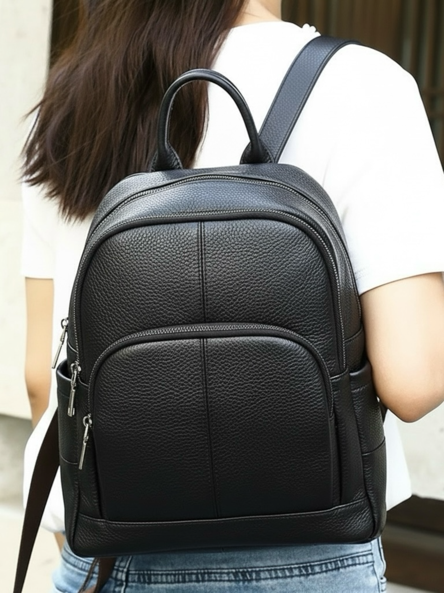 Рюкзак городской женский BRUONO из натуральной кожи STN-7797-Black