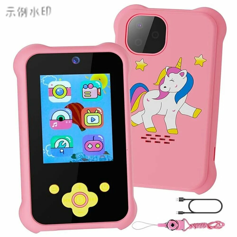 Детская обучающая игрушка, смартфон, двойная камера и MP3-плеер с силиконовым чехлом для девочек 38 лет, рождественские подарки на день рождения для мальчиков и девочек