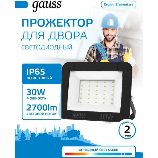 Прожектор Gauss LED 30W COB IP65 6500К