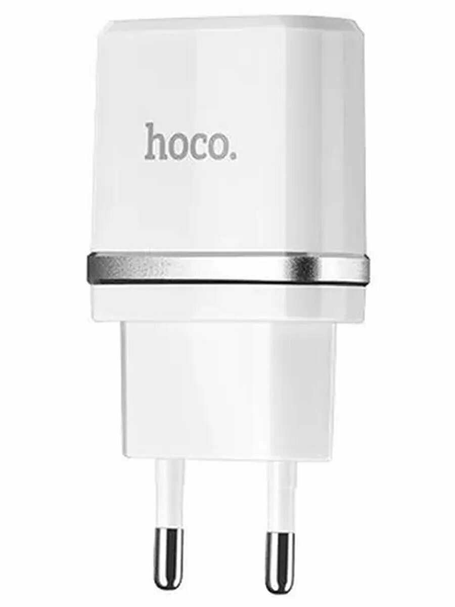 Сетевое зарядное устройство Hoco C12, 2USB, цвет белый (зарядка для iPhone, Android)