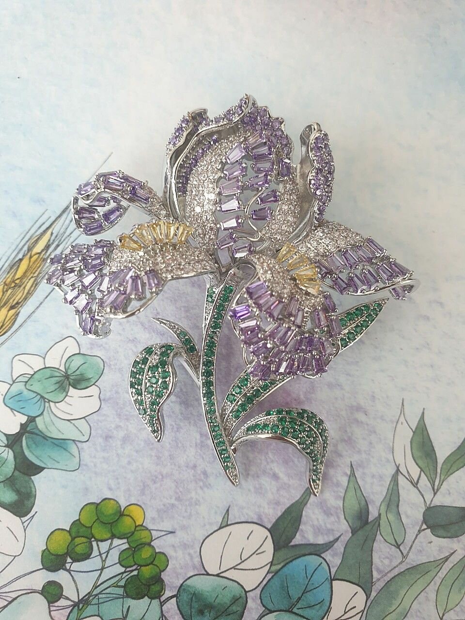 Брошь, фианит