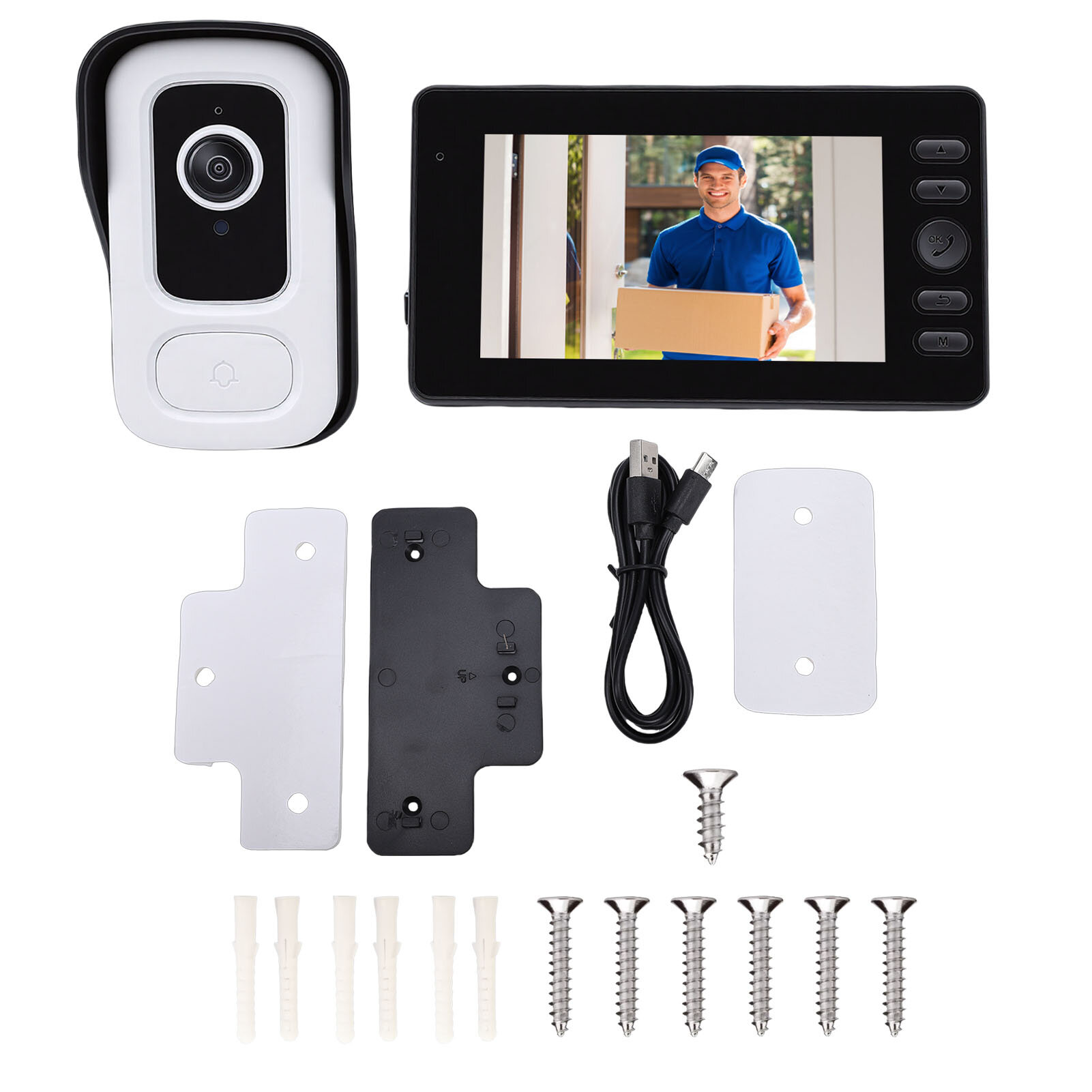 Беспроводной видеодомофон с разрешением 1080p, широкоугольным объективом 110°, интеллектуальным Wi-Fi и 4,3-дюймовым дисплеем.