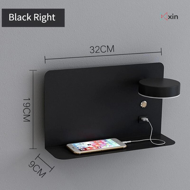 Настенный светильник Claeted 9Вт черный/белый Черный, Large Black Right