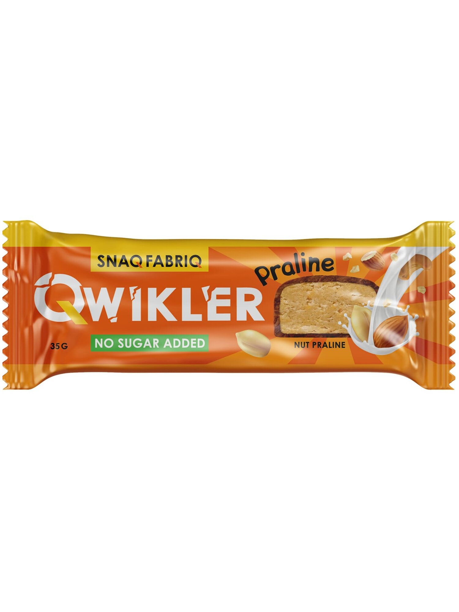 Протеиновый батончик SNAQ FABRIQ Шоколадный батончик без сахара "QWIKLER" (Квиклер) 6 x 35 г, Ореховое пралине