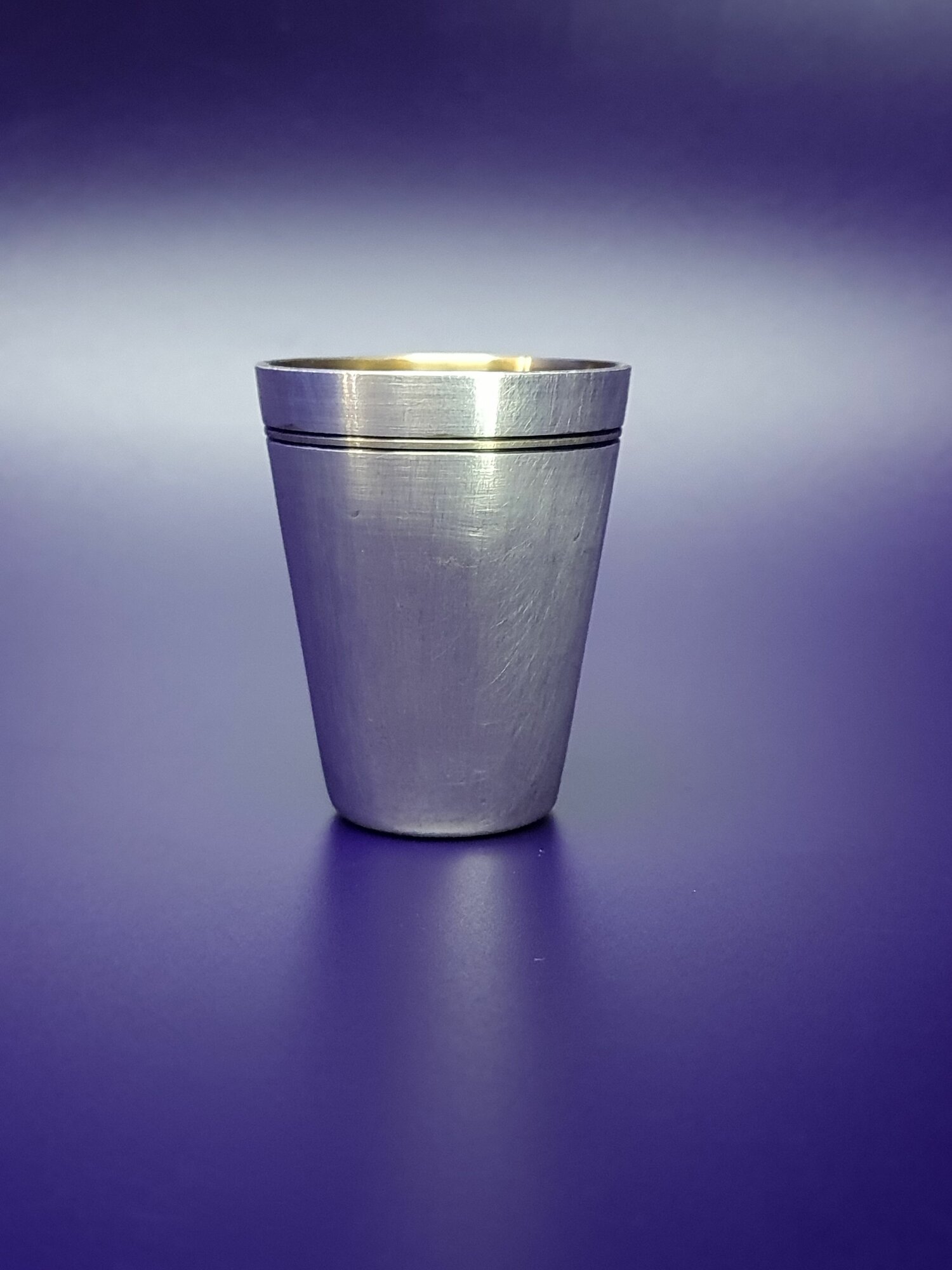 Винтажная стопка с золоченым ободком, мельхиор, золочение, 25мл, СССР, 70е