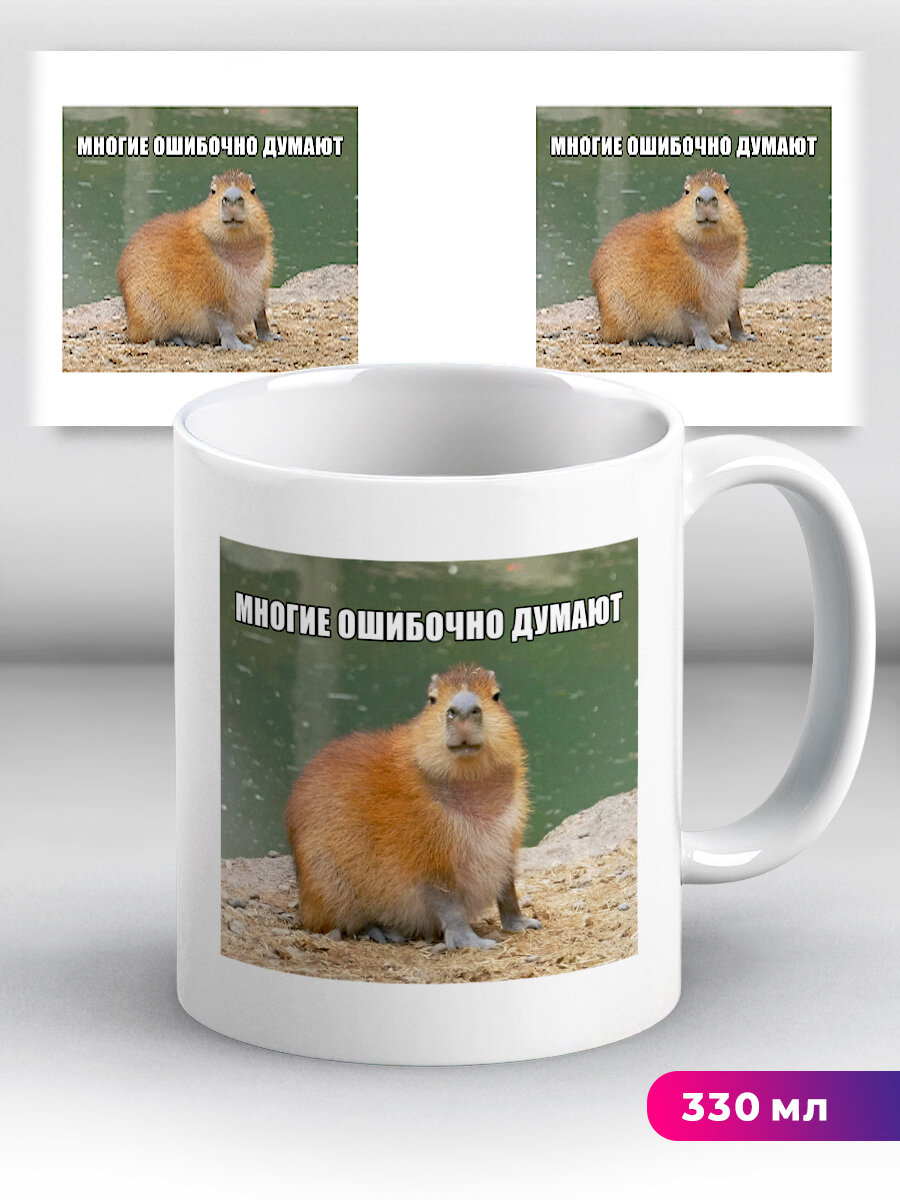 Кружка с приколом мем Капибара многие ошибочно думают