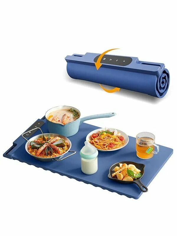 Силиконовая электрическая подогреваемая тарелка, складной банкетный подогреватель, с девятиступенчатой регулировкой температуры