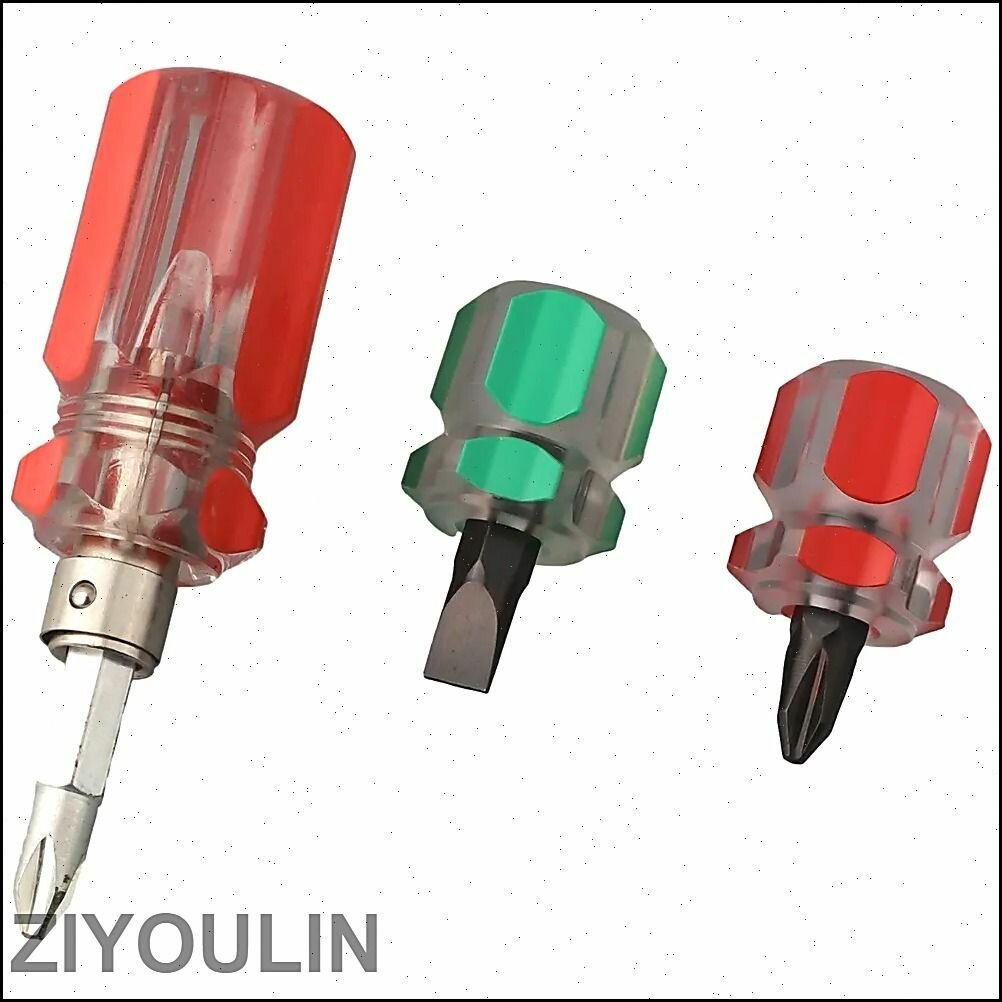 3шт Короткая Отвертка с плоской головкой/Крестовиной/Сменная Отвертка 2 в 1