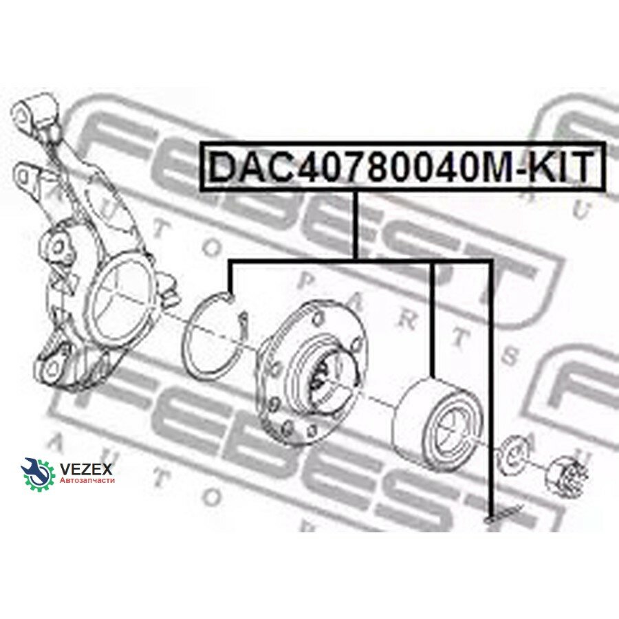 FEBEST DAC40780040M-KIT Подшипник ступицы передний OPEL MERIVA-B 2010- DAC40780040M-KIT