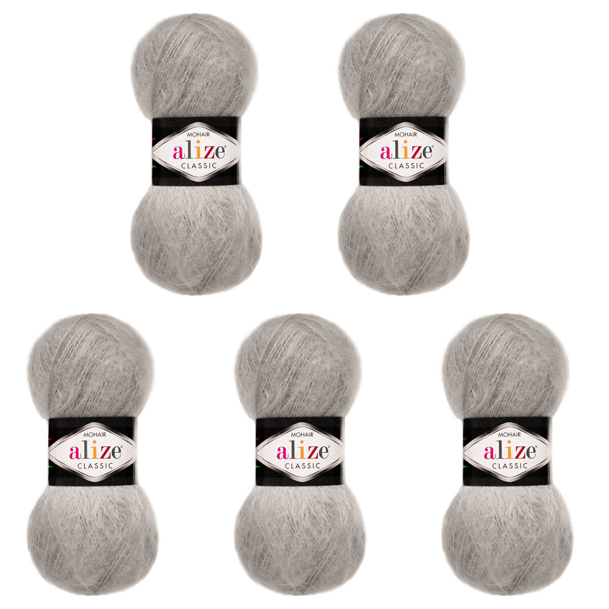 Пряжа для вязания Alize Mohair classic, 100 г, 200 м, цвет пепельный беж, 5 мотков