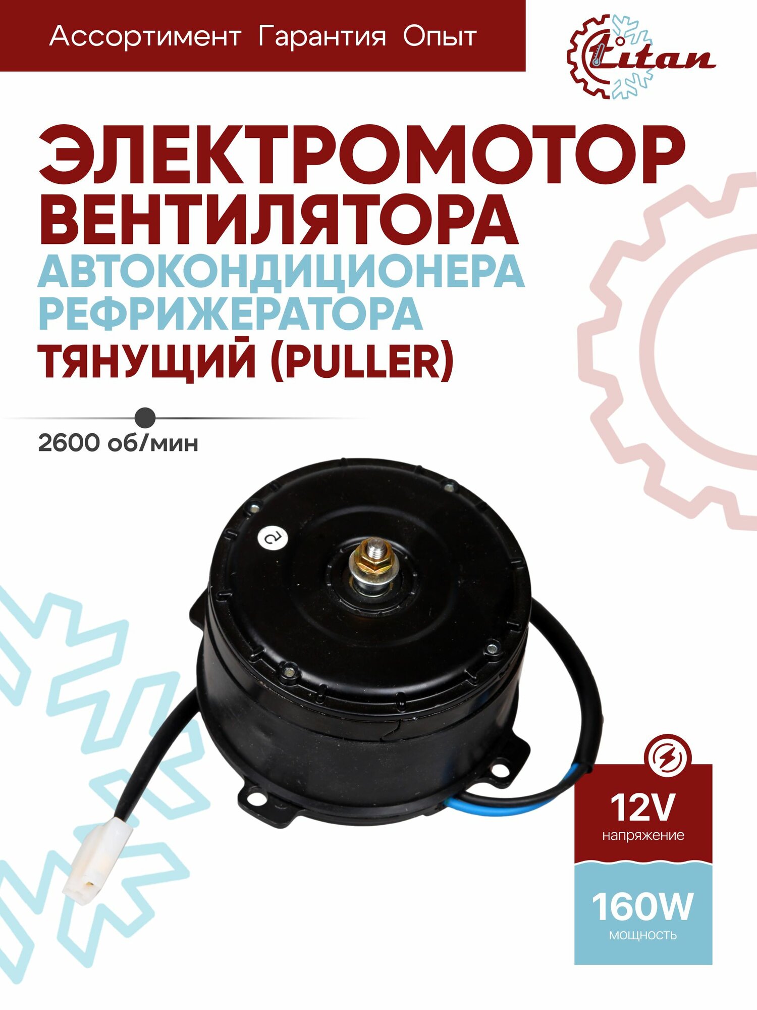 Электромотор осевого вентилятора 160w 12V Puller TITAN