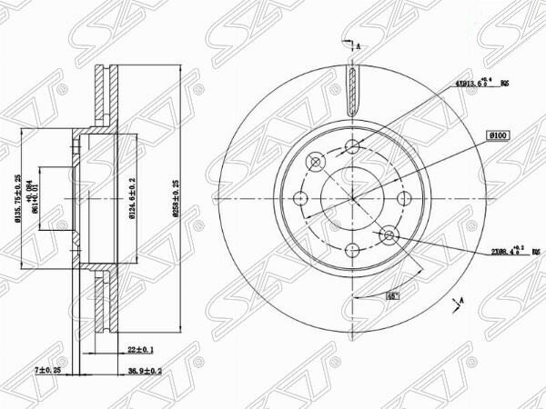Диск тормозной спереди LADA Largus 12- / SAT ST-7701210081 Nissan Almera 12-19