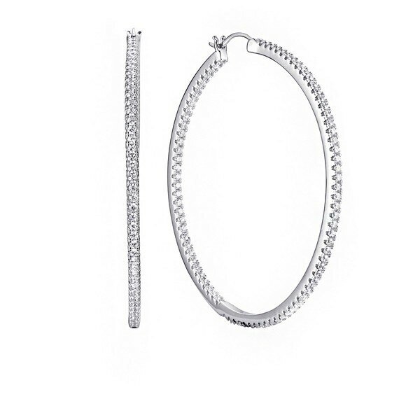 Серьги конго, серебро, 925 проба, родирование, фианит