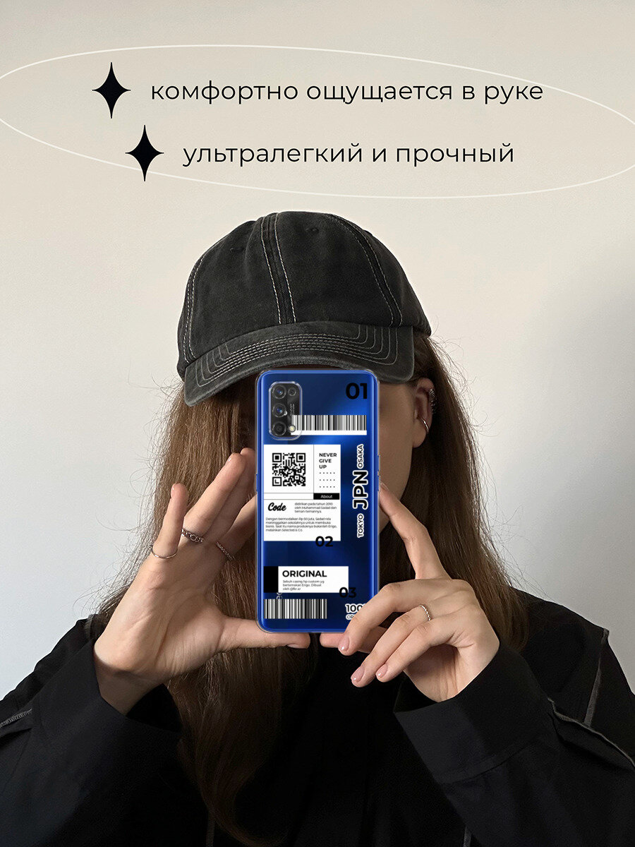 Чехол на Realme 7 Pro / Реалми 7 Про с принтом "JPN", прозрачный — фото 1