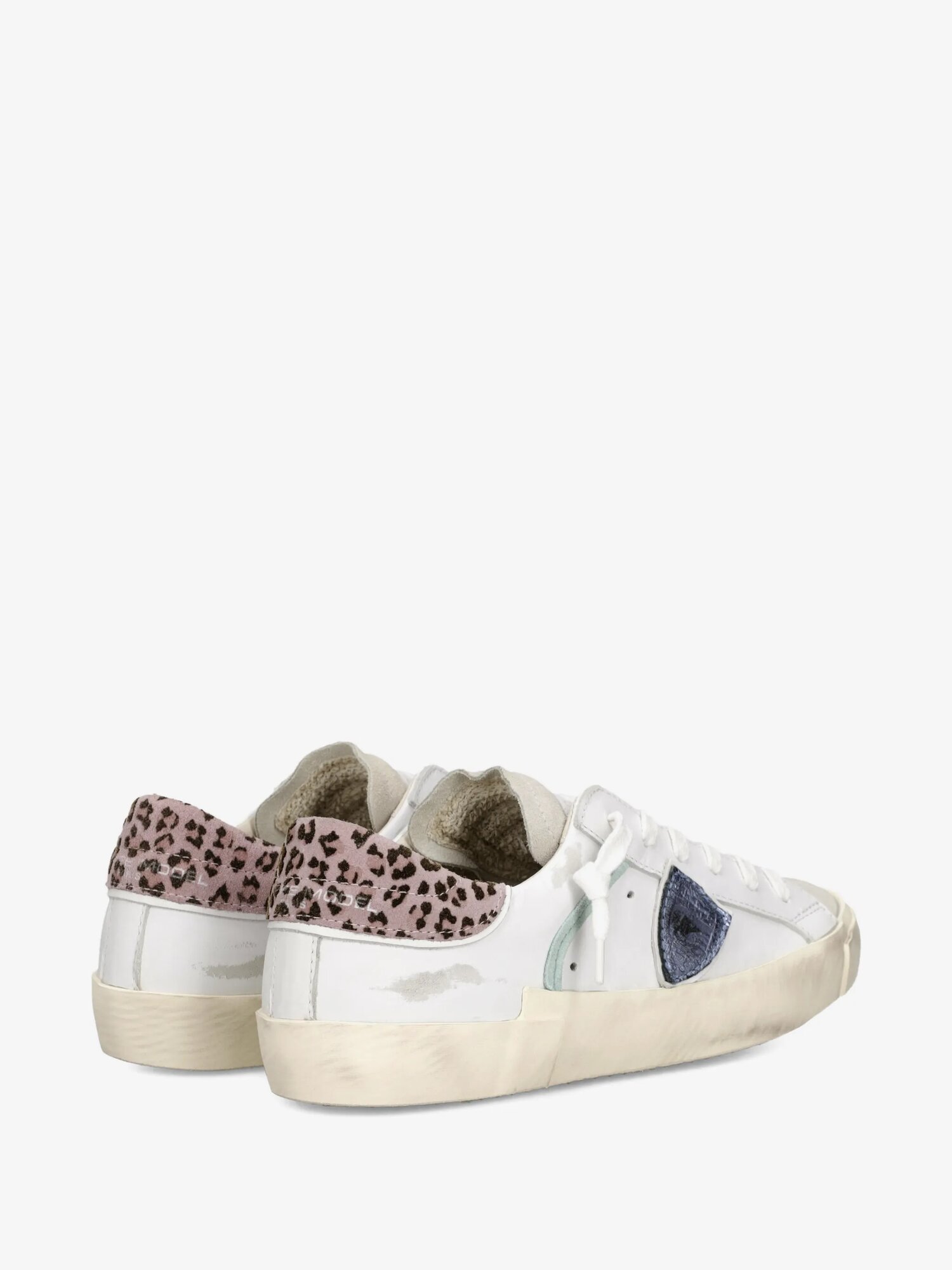 Кроссовки Philippe Model Animal-print patch sneakers, размер 38, бежевый/белый — фото 1
