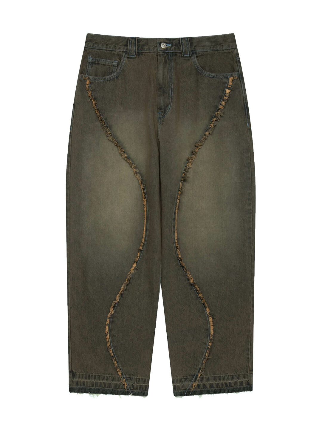 Джинсы широкие Curved Raw Edge Denim Wide 