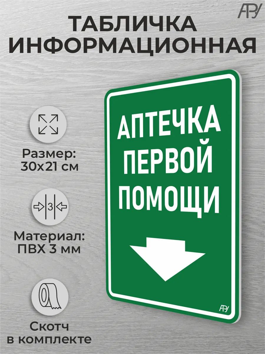 Информационная табличка на дверь Аптечка первой помощи