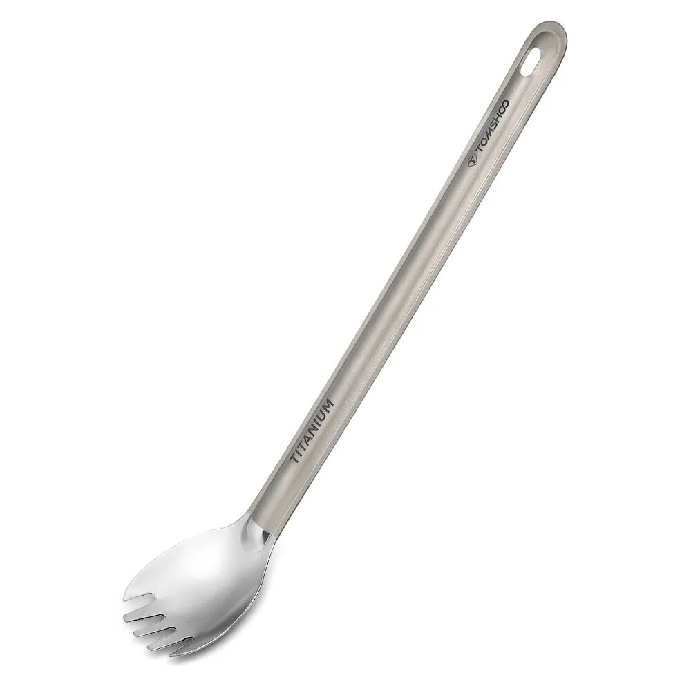 TOMSHOO Titanium Spork с длинной ручкой, легкий и прочный, для дома и улицы