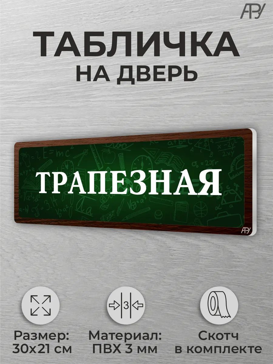 Школьная табличка на дверь класса и кабинета Трапезная