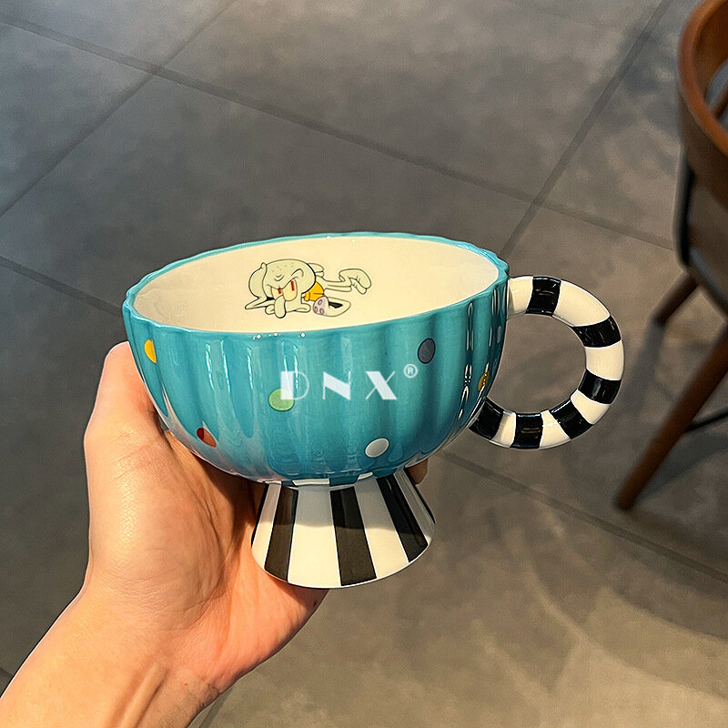 Губка Боб Квадратные Штаны высокая керамическая чашка креативная полосатая в горошек кружка для воды ручка женская домашняя кофейная чашка пара