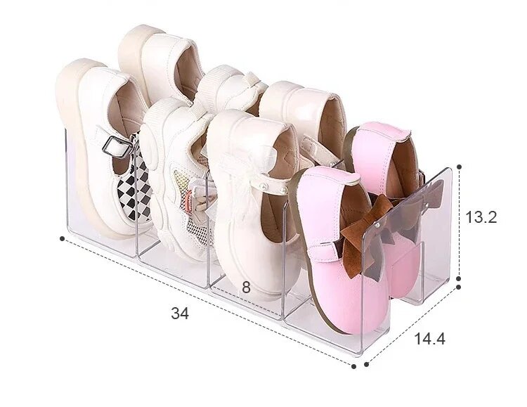 Пластиковый стеллаж для детской обуви, transparent 4-grid