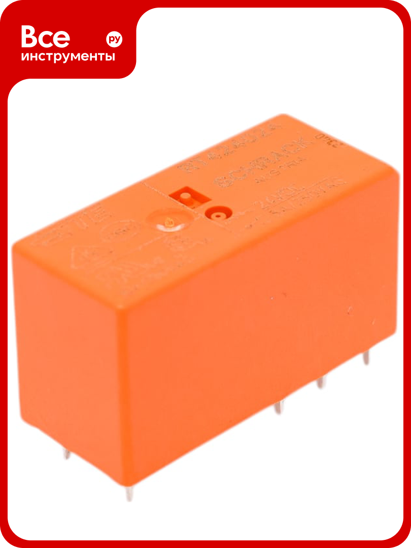 Реле силовое Schrack Technik PCB 2 перекл. конт, 8A, 24V DC, 5mm артикул Австрия RT424024, Температура окружающей среды