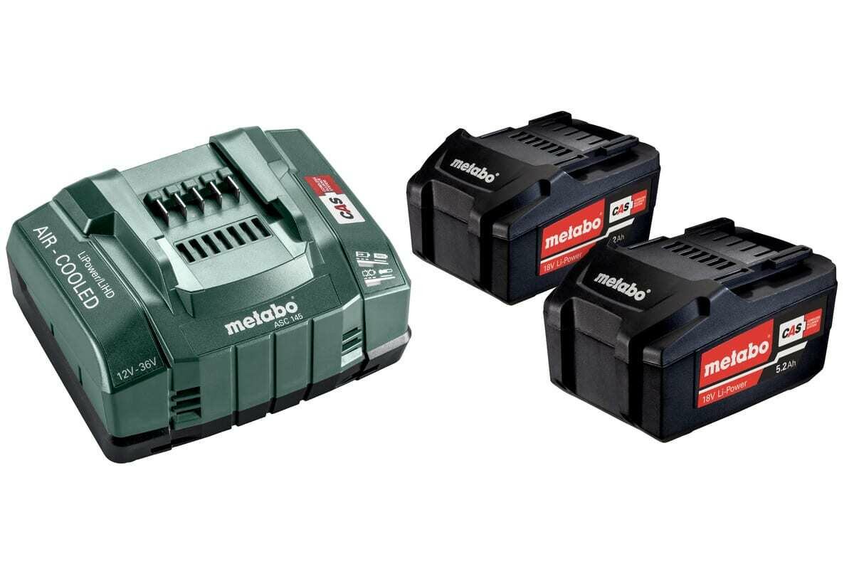 Комплект Metabo Basic Set 685051000, аккумулятор 2 шт, 18В/5.2А*ч/Li-lon и быстрозарядное устройство ASC 145
