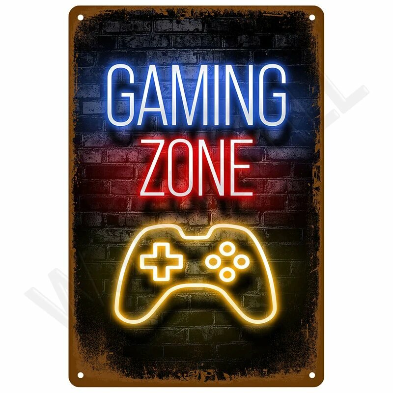 Ретро вывеска "Gaming Zone" с геймпадом, цвет AAdornH 42296