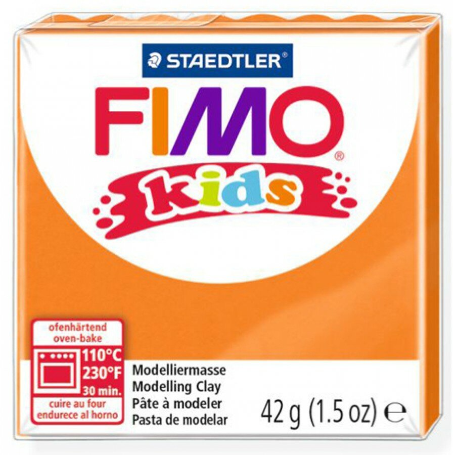 Полимерная глина FIMO Kids 55 х 55 х 10 мм оранжевый FIMO 8030-4