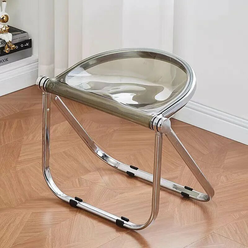 Стул складной, прозрачный, пластик, светло-серый, 47х32х42 см