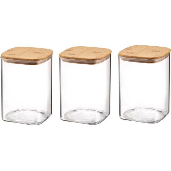 Набор банок Teco 3 шт, 200 мл, с бамбуковой крышкой (TC-JS03-06)