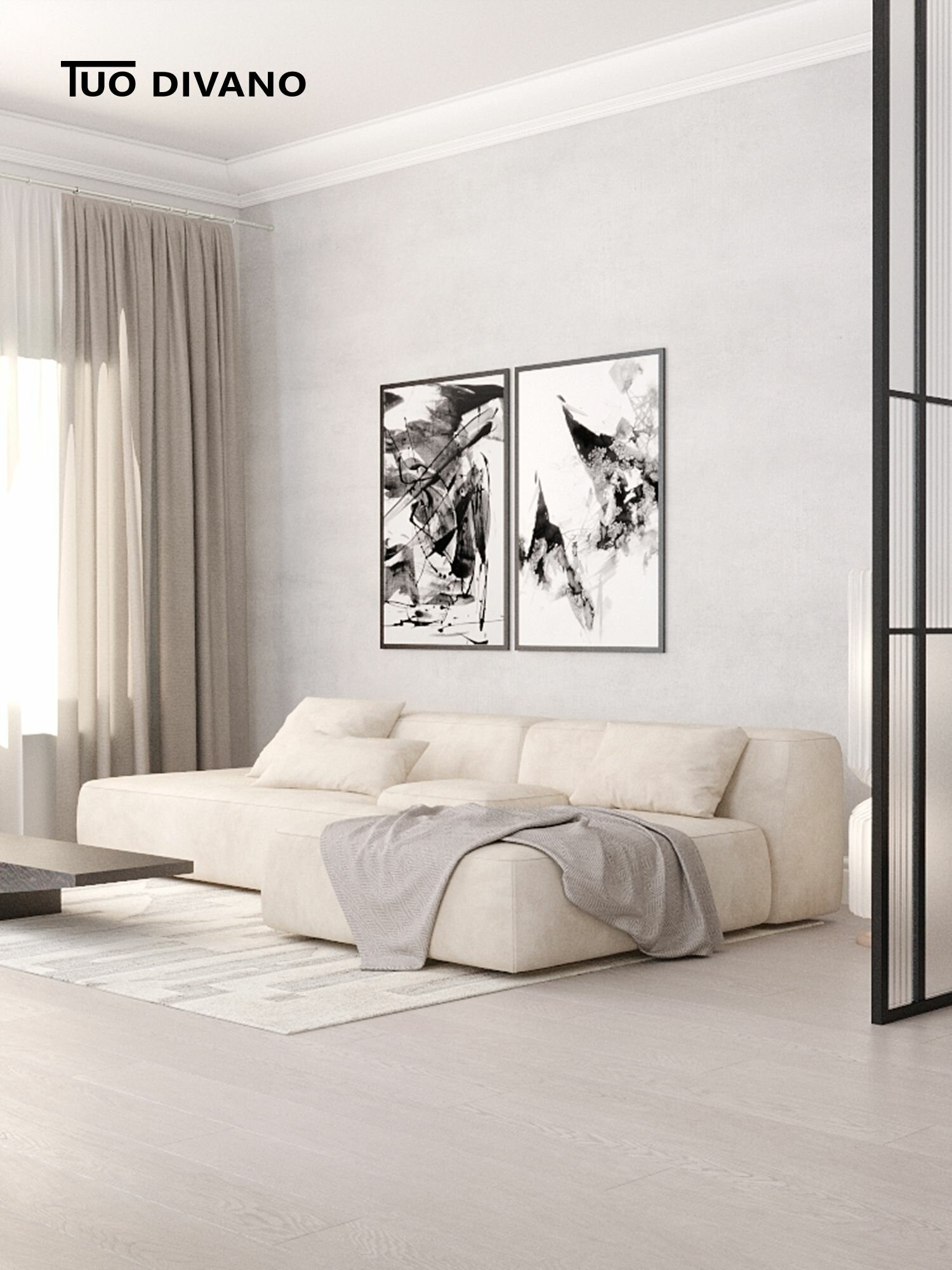 Угловой диван Tuo Divano Алиано Светло-бежевый R