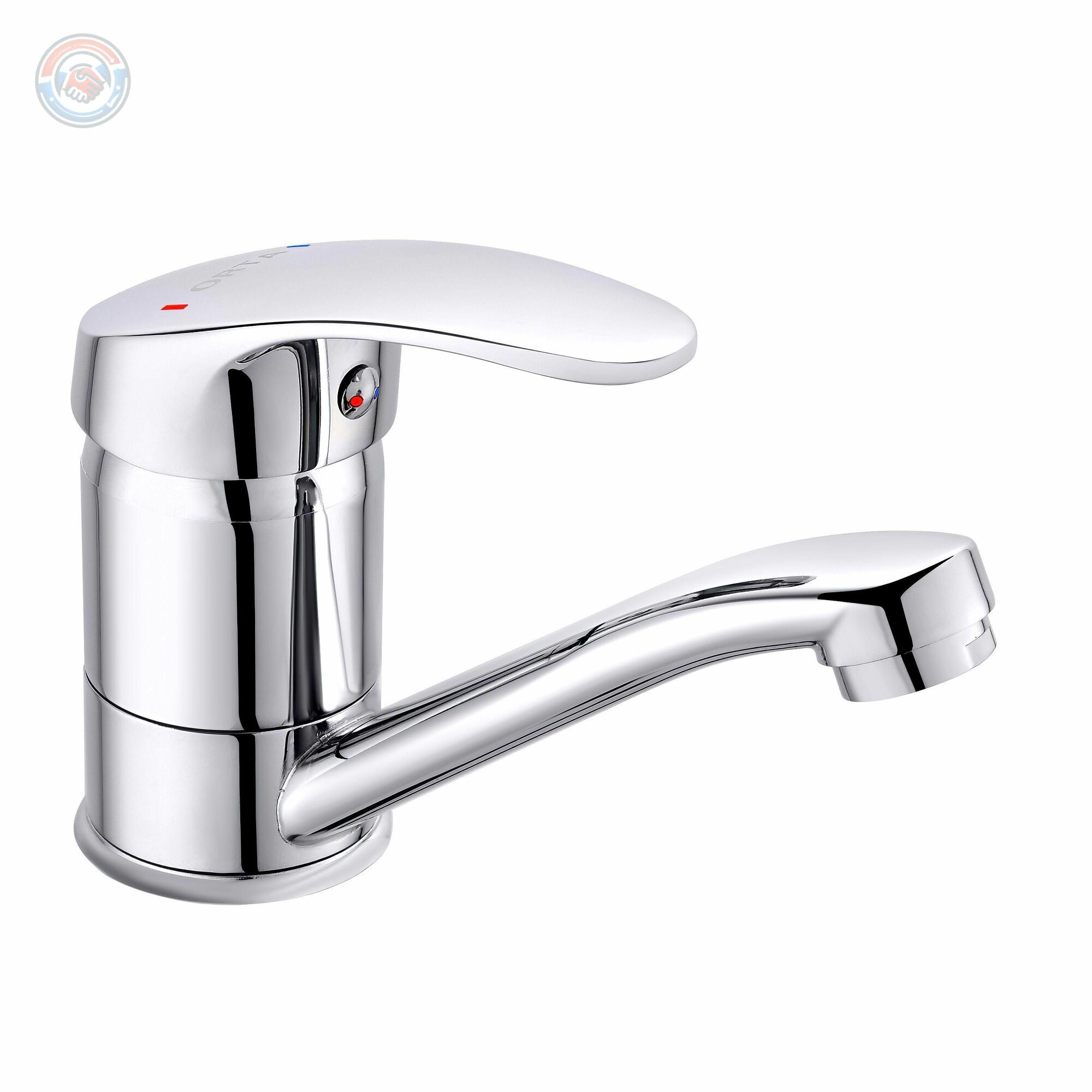 Смеситель для кухни ORTA WATT 20189-015, монокомандный кран с литым изливом, хром, керамический картридж 35 мм, аэратор эконом воды, универсальный монтаж