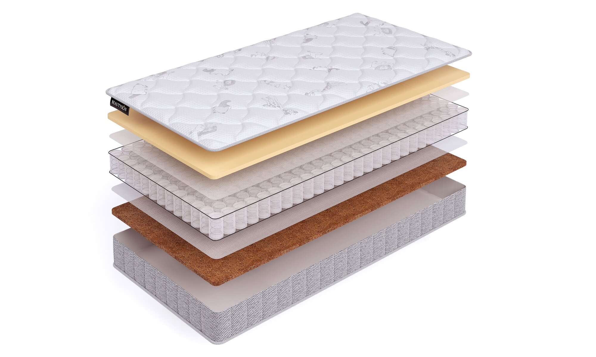 Матрас Beautyson Baby Medium S600 60х120 высота 14 см анатомический жесткий средней жесткости кокосовый Независимые
