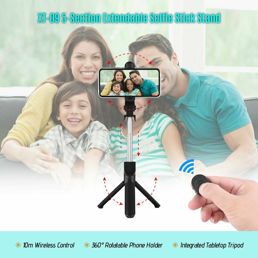 Выдвижная палка для селфи, встроенный универсальный держатель для телефона, настольный штатив с пультом дистанционного управления BT