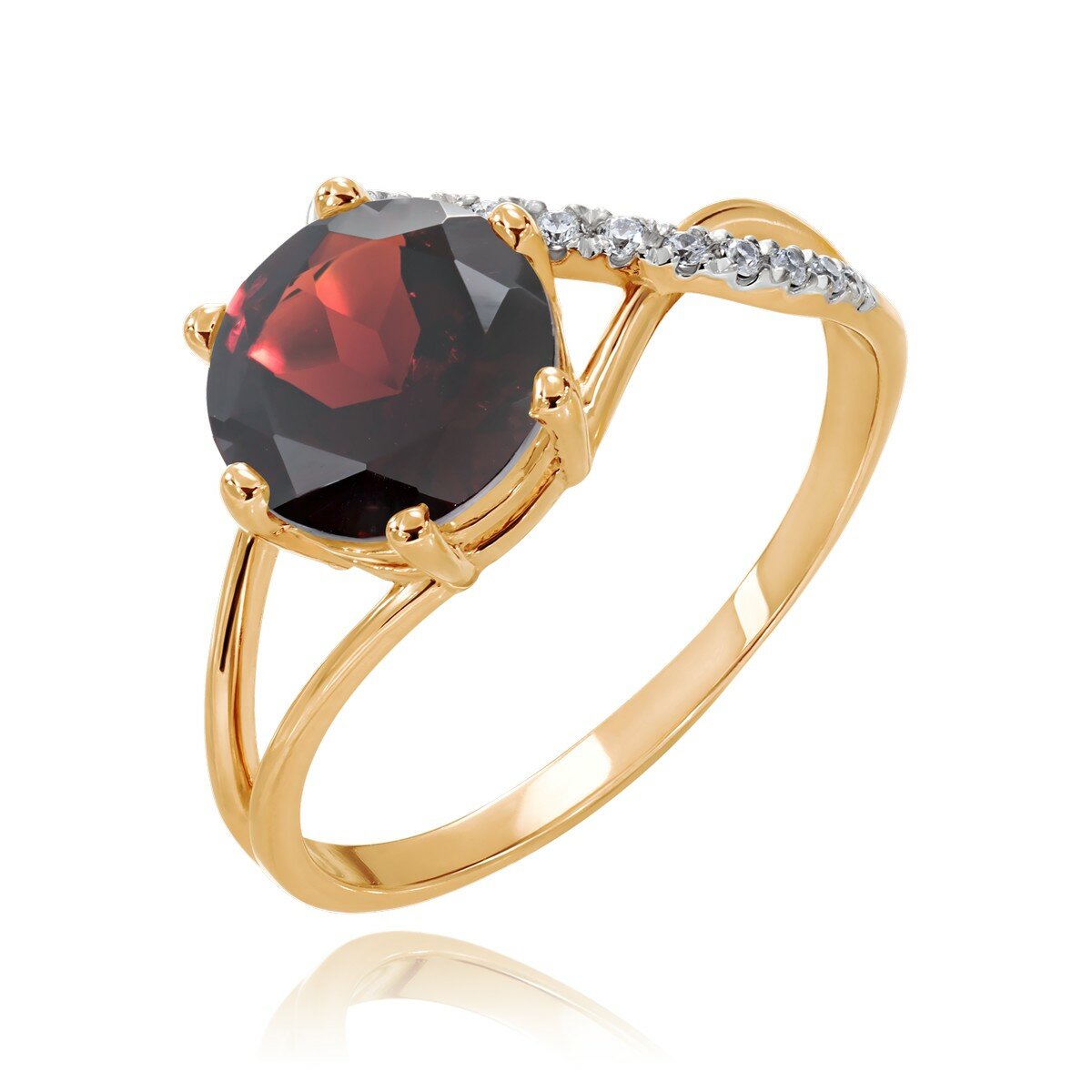 Кольцо, красное золото, 585 проба, гранат