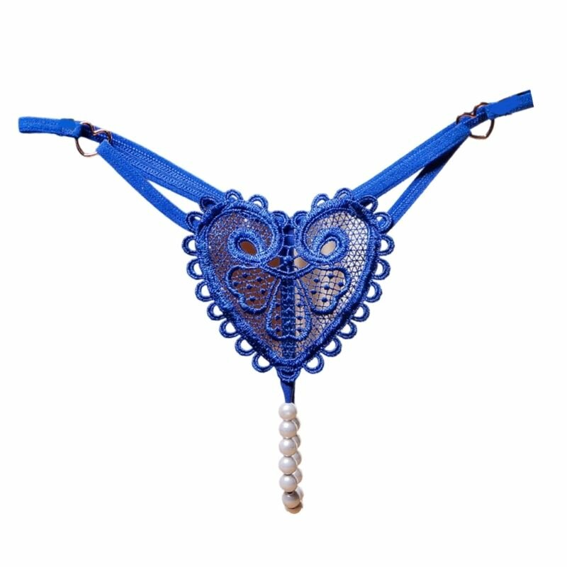 Стринги с сердечком, украшенные любовью-синие
