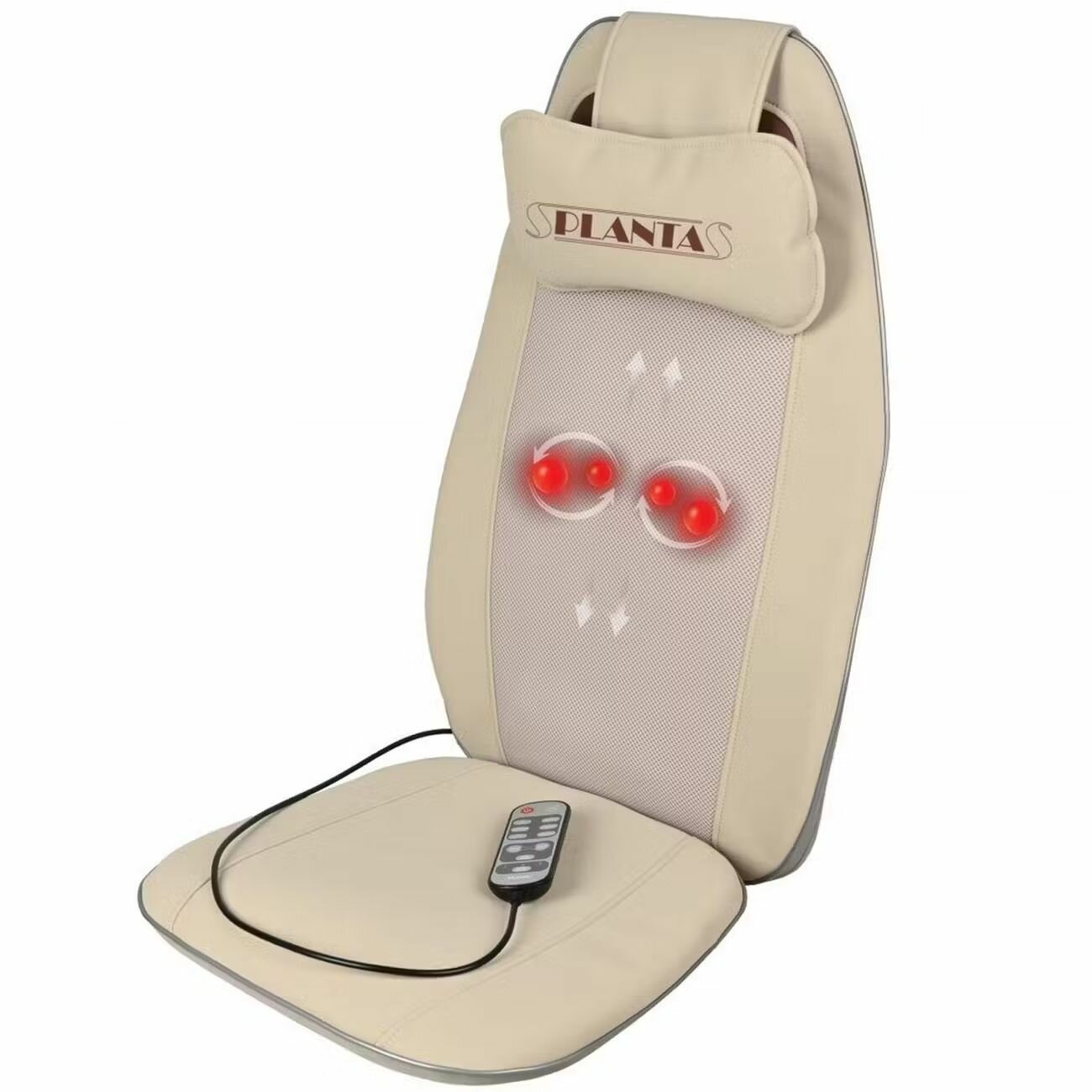 Массажная накидка PLANTA MN-600, откидная подушка, инфракрасный подогрев, текстиль, бежевая