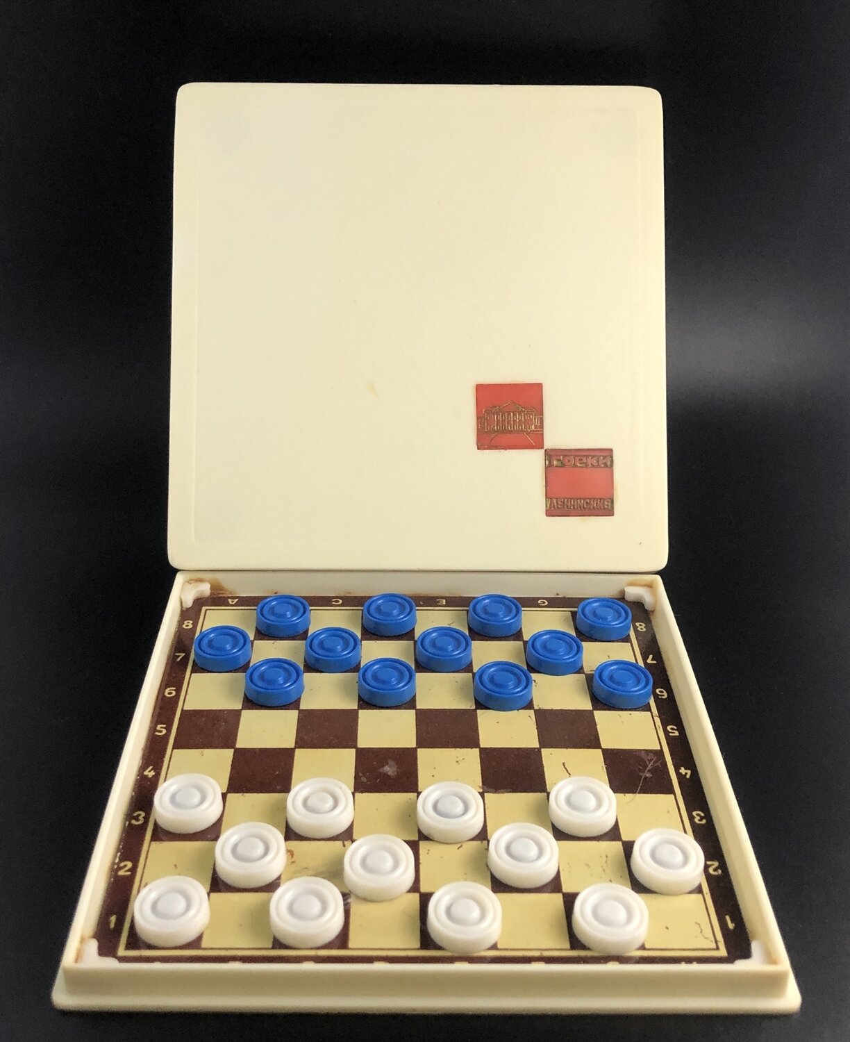 Шашки «Горки Ленинские», дорожный набор на магнитах, СССР, 1980-е гг.