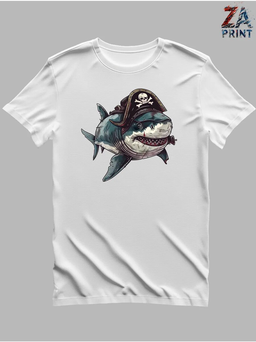 Футболка акула пират